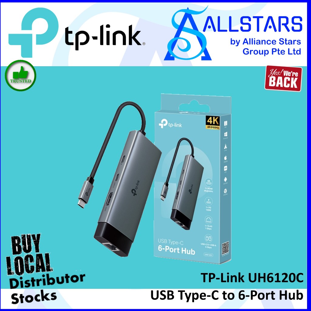 TP-Link UH6120C USB Type-C 6-Port Adapter (Warranty 3 years) | Shopee ...