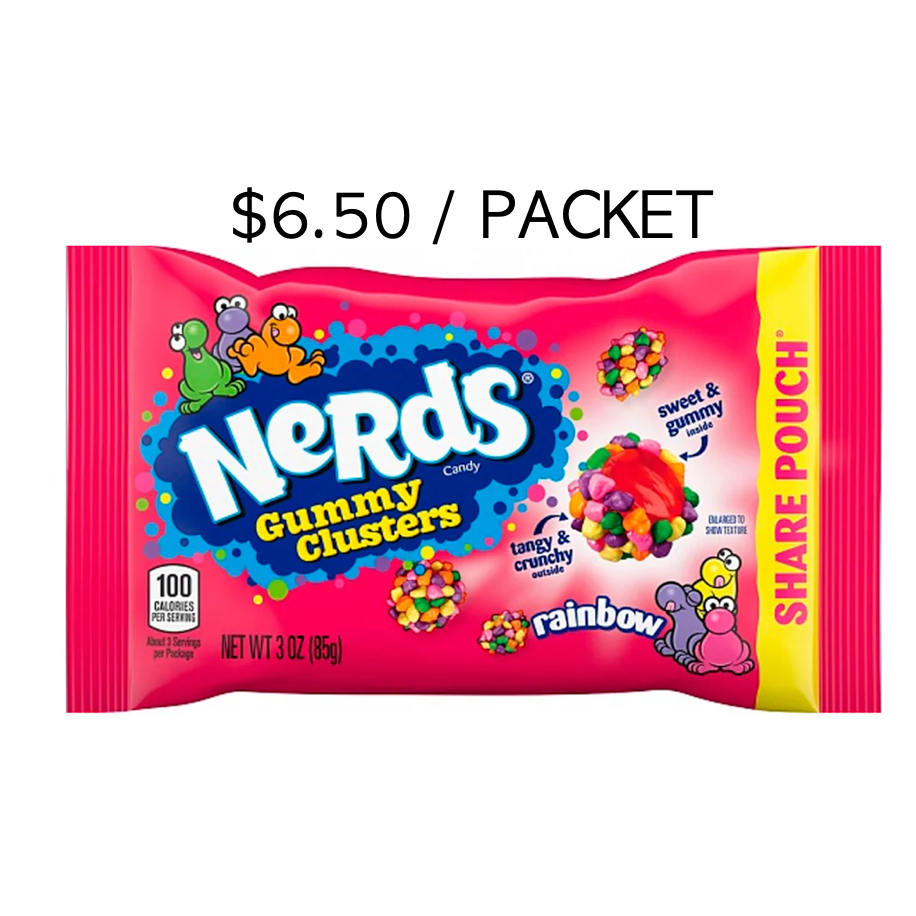TWO PACKS!! NERDS Gummy Clusters Candy Rainbow Very Berry Mix 3 ounce ...