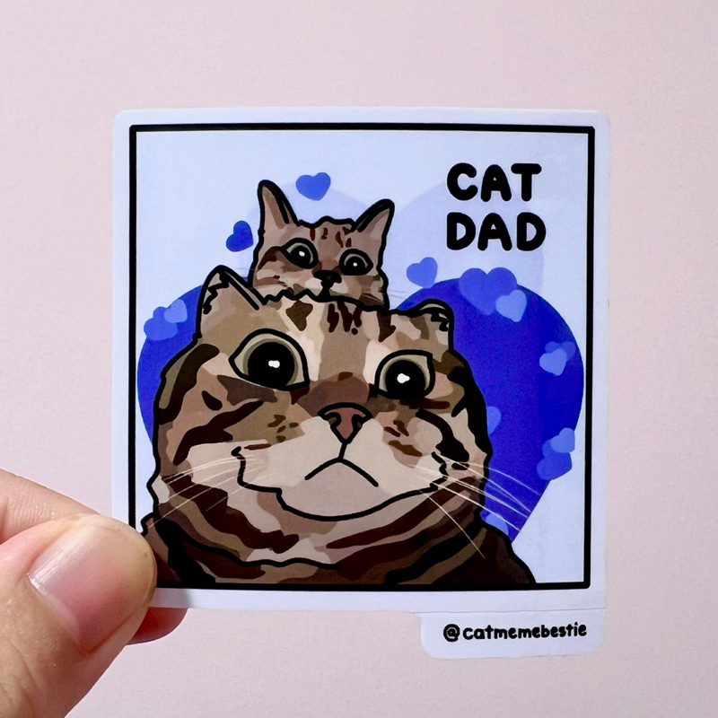 (SG) Corporate Humor Cat Meme Sticker "cat dad" Waterproof Vinyl ...