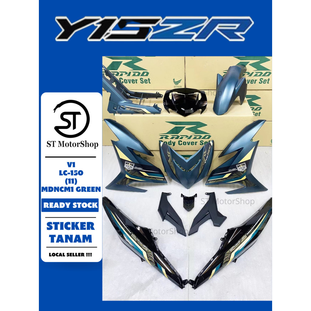 YAMAHA Y15 Y15ZR V1/V2 LC-150 (11) MDNCM1 GREEN COVER SET (STICKER ...