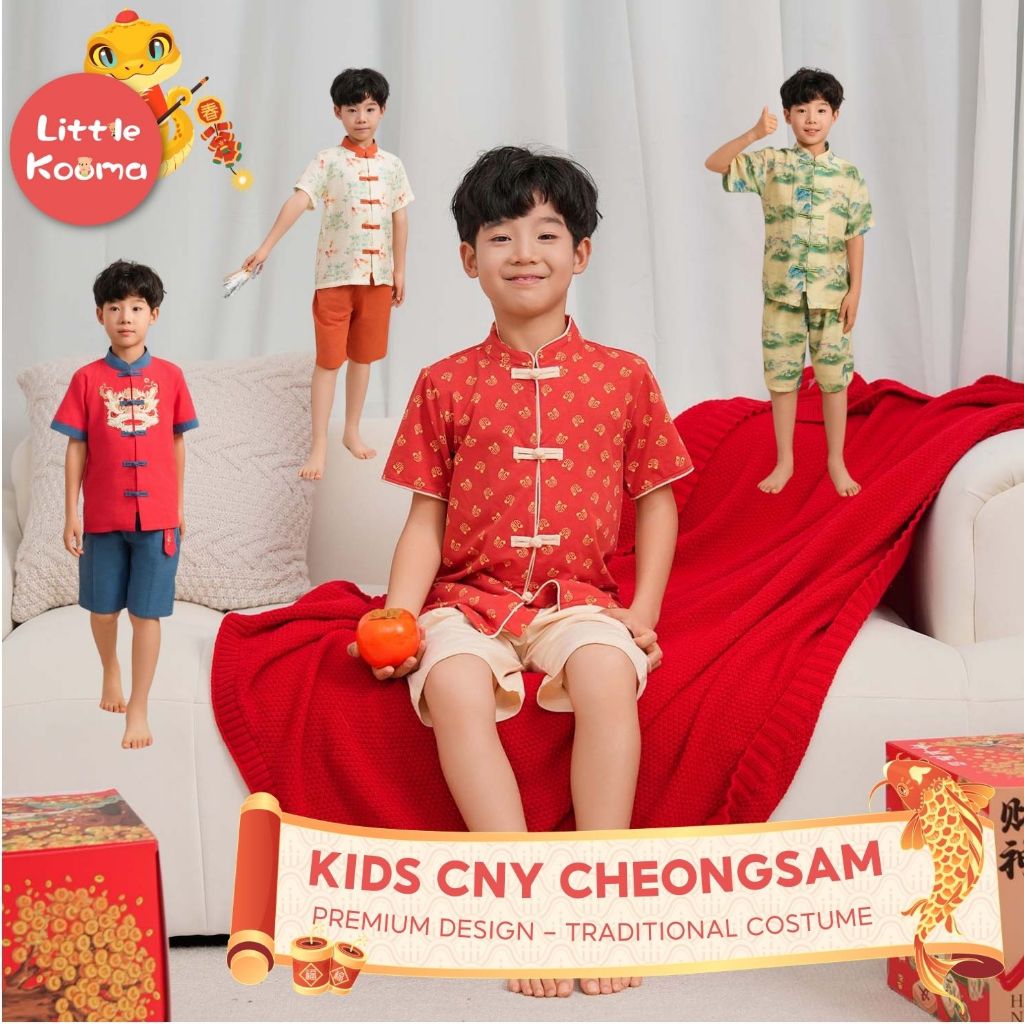 New Year Costume Cheongsam Traditional CNY Dancing Lion Top n Shorts ...