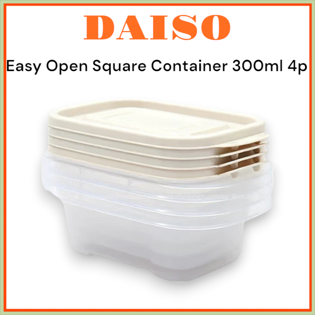 [DAISO] Easy Open Square Container 300ml 4p 50300 | Shopee Malaysia