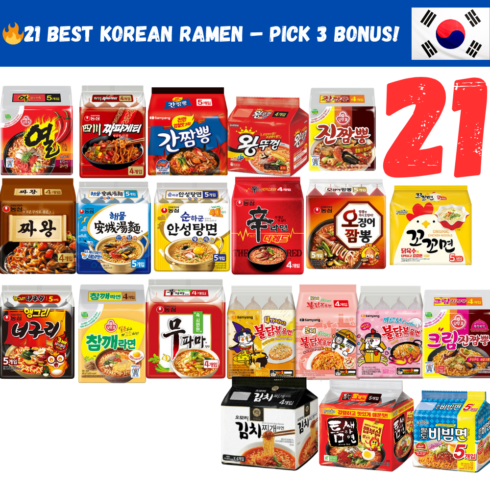 [Korean Ramen] 21 Best-Selling Varieties! Bonus 3-Pack Set Available ...