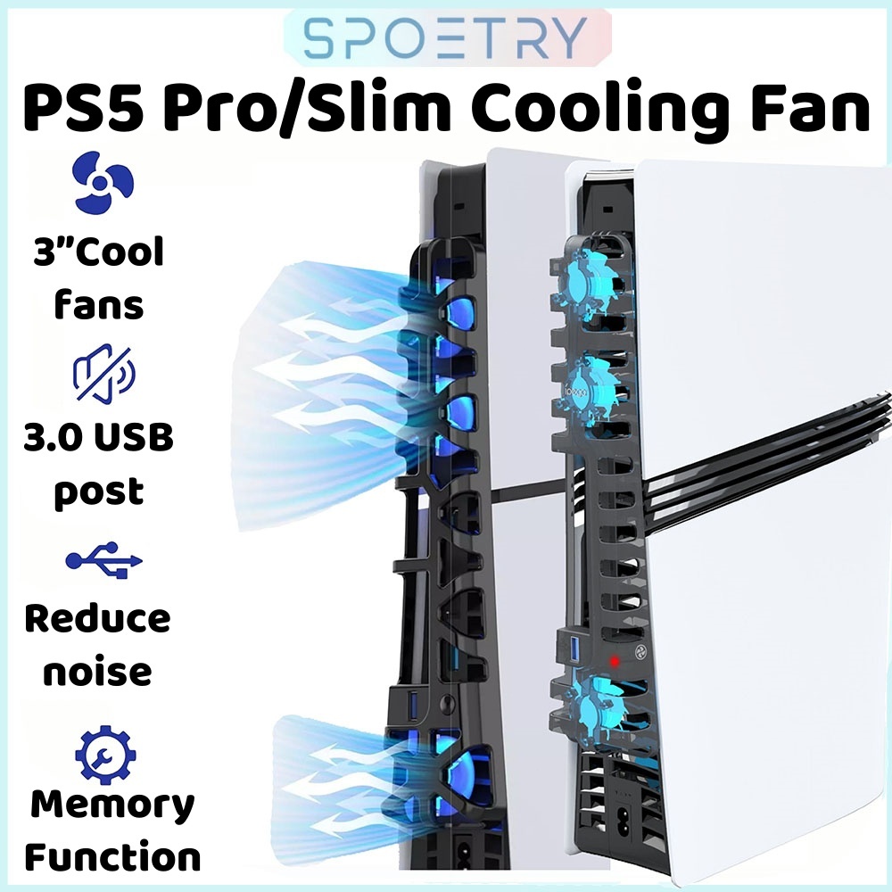 PS5 Pro Cooling Fan External Fan Cooler Quiet Cooler Fans with blue ...