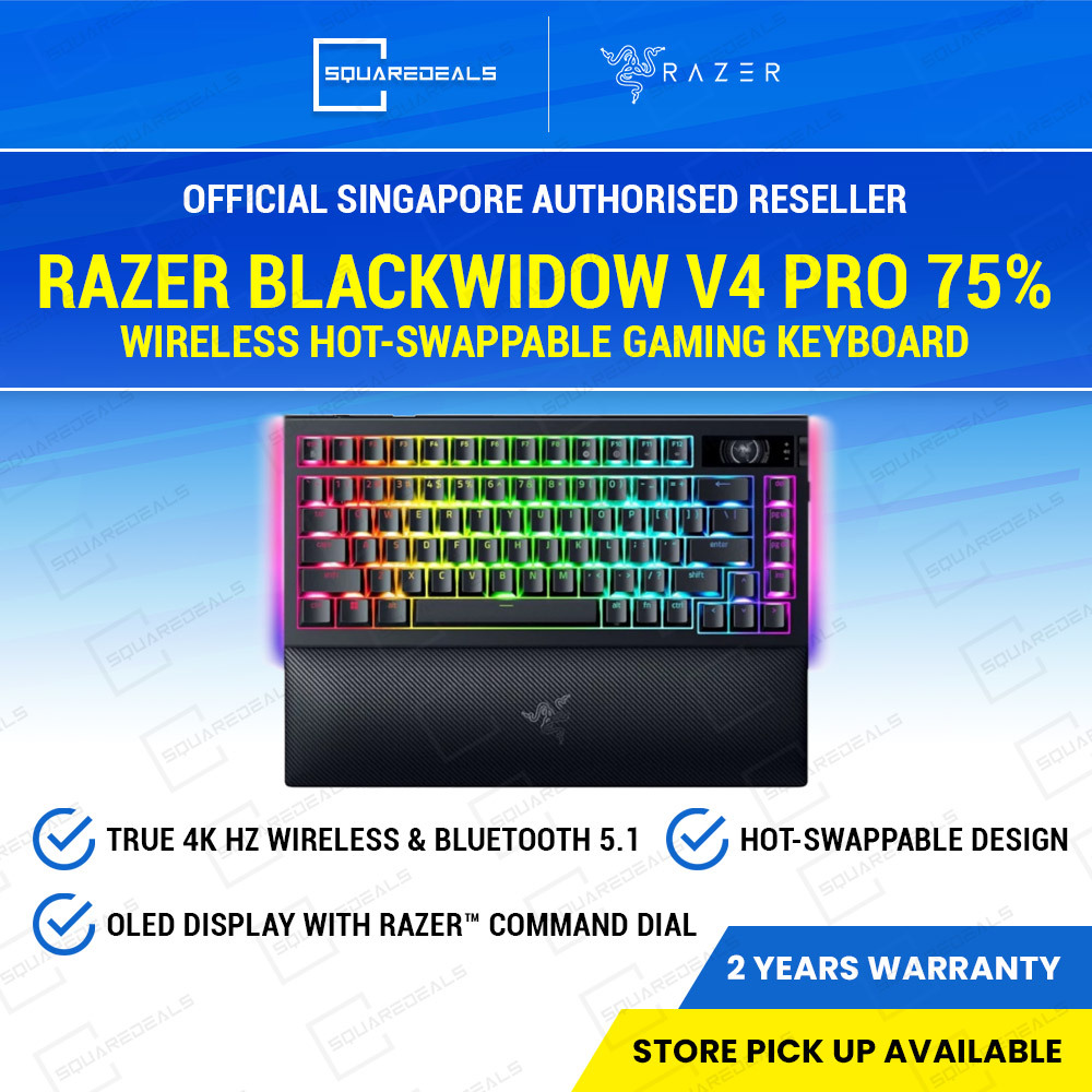 Razer BlackWidow V4 Pro 75% Wireless Hot-swappable Gaming Keyboard with ...