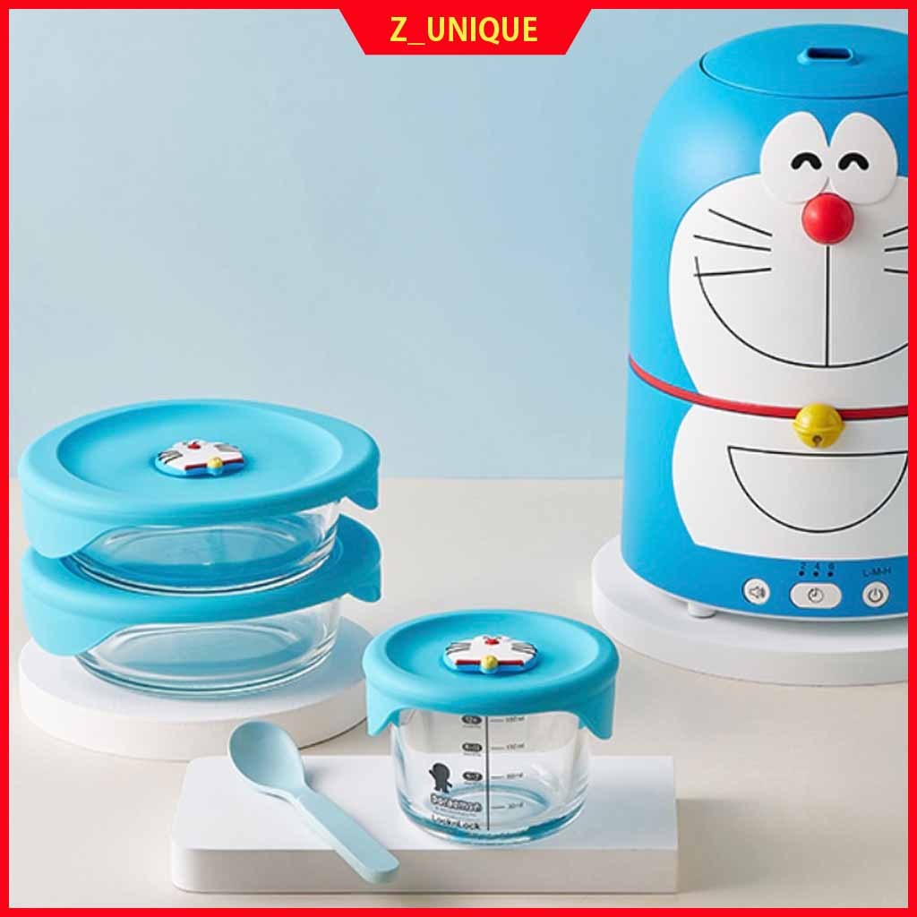 LocknLock Doraemon One-Meal Glass Container Set 355ml x 3P | Stackable ...