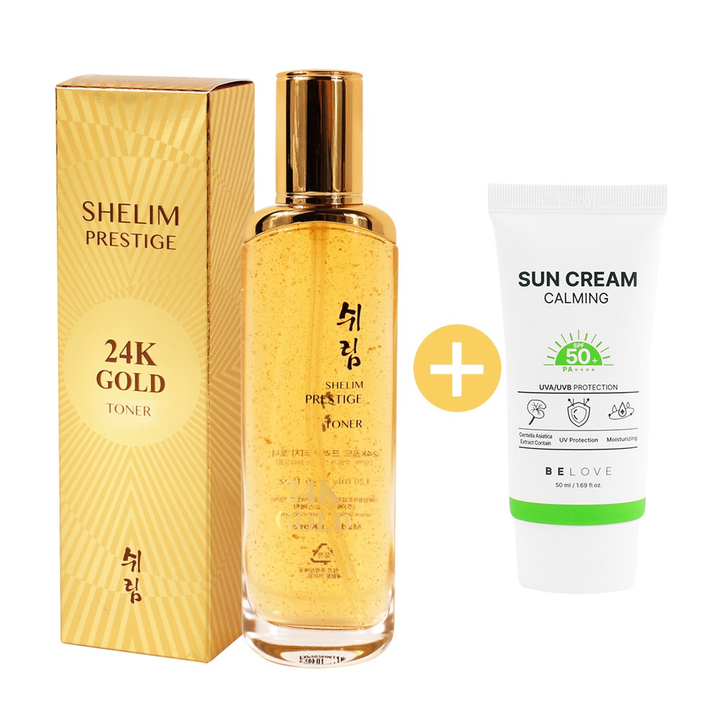 Shelim 24K Gold Prestige Toner 120ml + Be love Calming Sunscreen 50ml ...