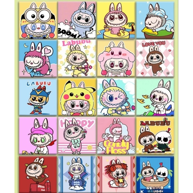 Labubu 30x30cm Paint By Numbers With Frame Toys Kids Gift 拉布布儿童数字油画DIY ...