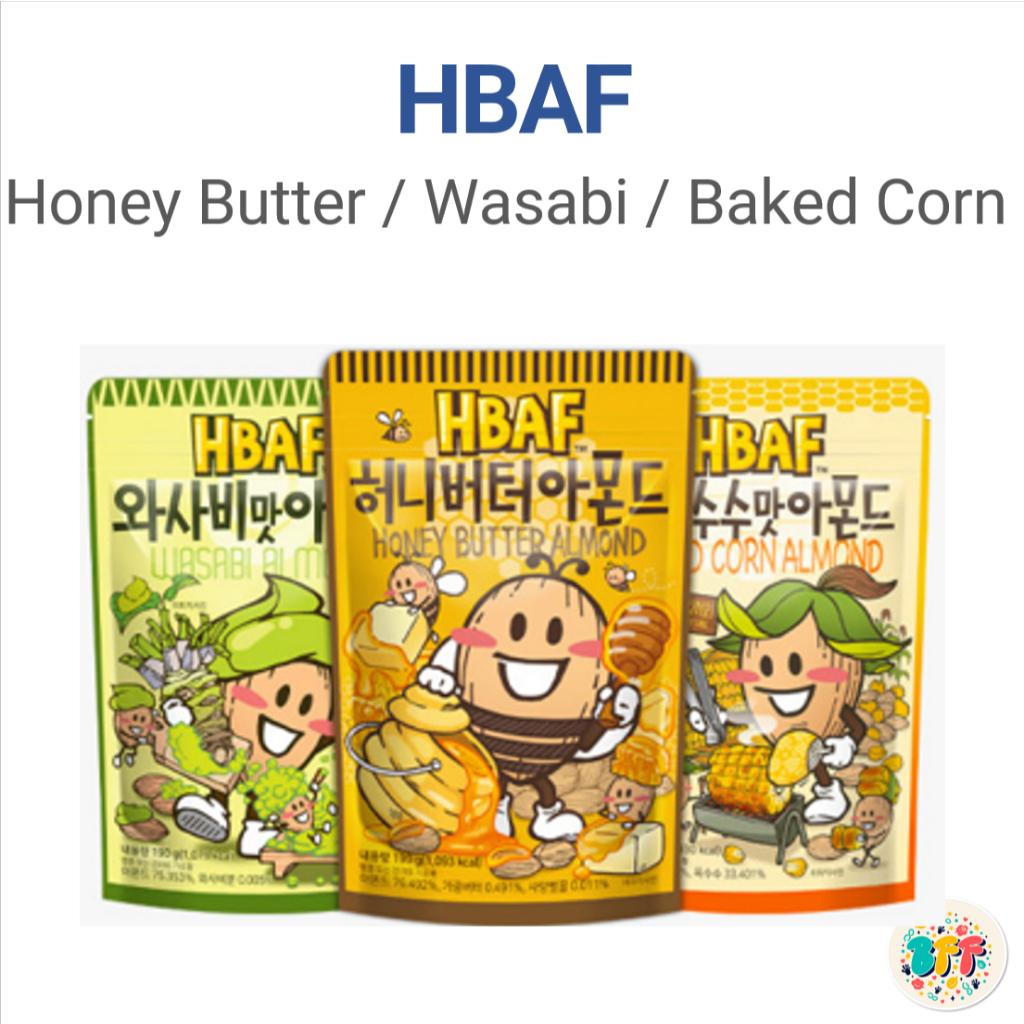 HBAF Almond 190g X 3P, Honey Butter / Wasabi / Baked Corm, Korean Almond Snack | Shopee Malaysia