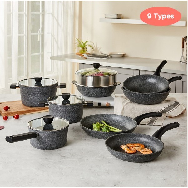 Rainforest Black Stone-Coated Cookware Collection (9 Types) | Shopee ...