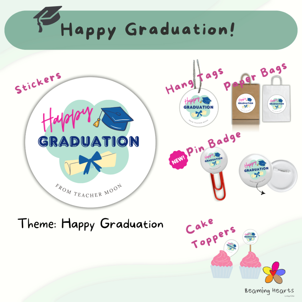 [Beaming Hearts] Graduation Stickers/Hang Tags/Goodie Bag Tags/Kraft ...