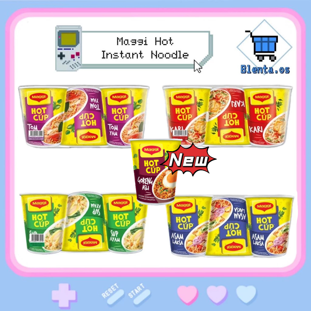 [Bundle of 6cups]Maggi Hot Cup Tom Yam/Curry/Asam Laksa 59gx 6 cups SG ...