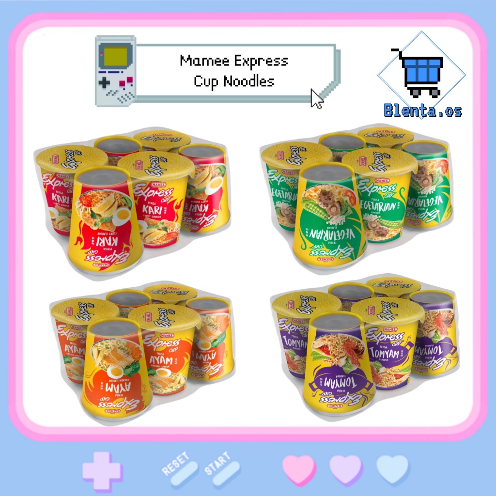 Mamee Express Cup Noodles Curry/TomYam/Chicken/Vegetarian 65g x 5Cups ...