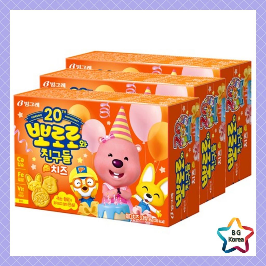 Binggrae Pororo and Friends Kids Biscuits 65g x 3 Packs / Korean ...