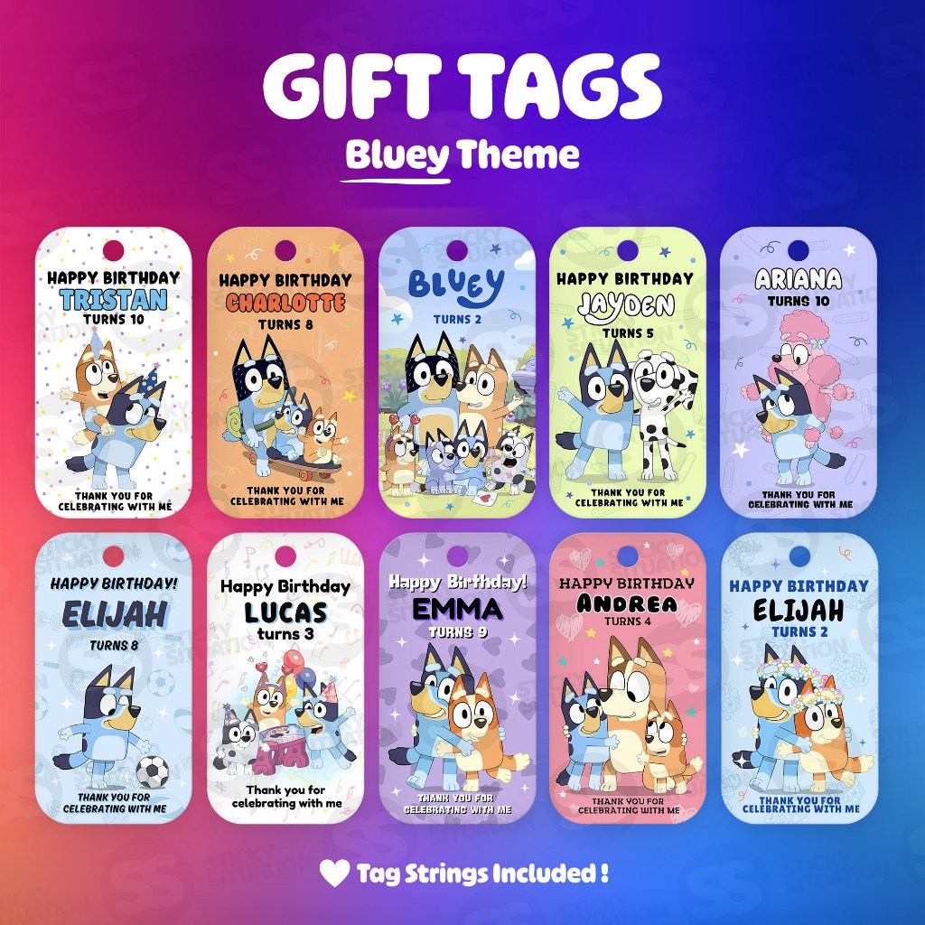 Personalized Birthday Tags – Bluey Theme | Goodie Bag Labels | Shopee ...
