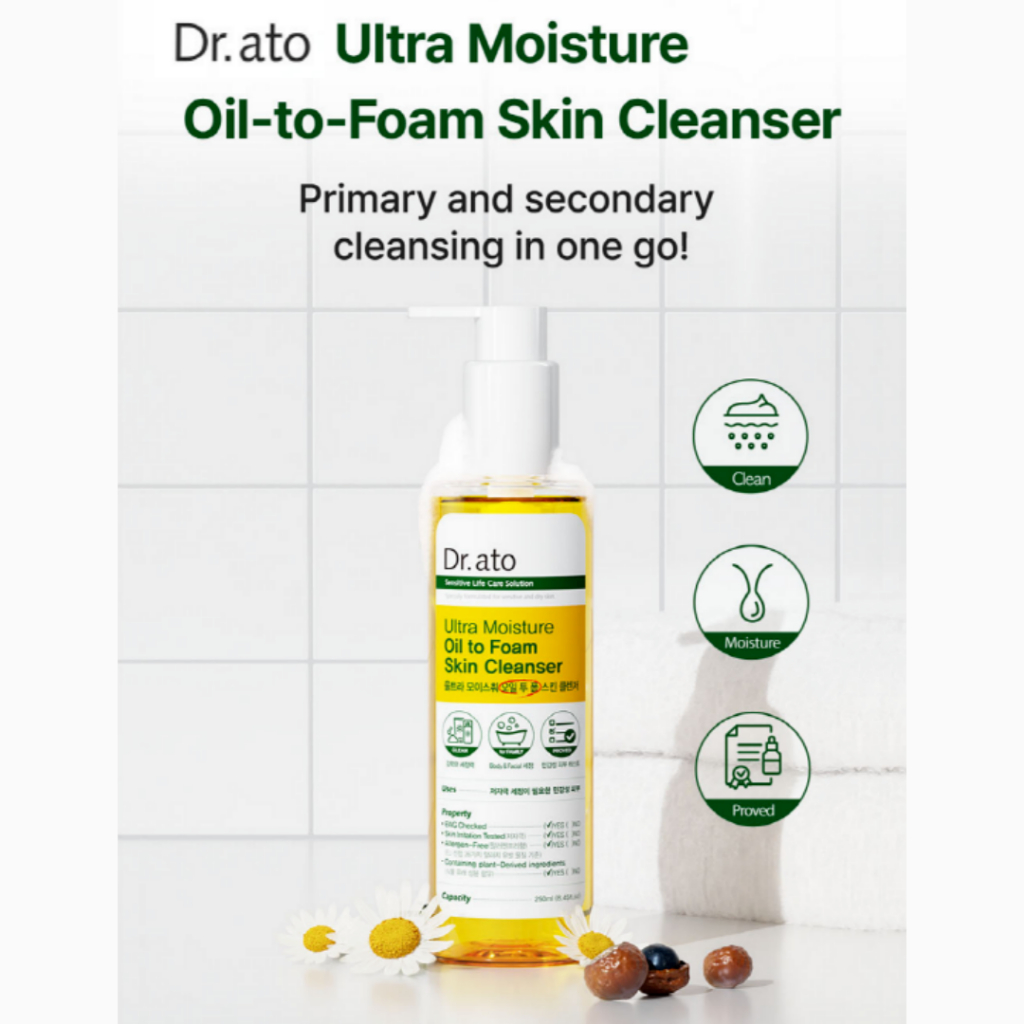 [Korea]🇰🇷 Dr.ato Ultra Moisture Oil to Foam Cleanser 250ml, Moisture ...
