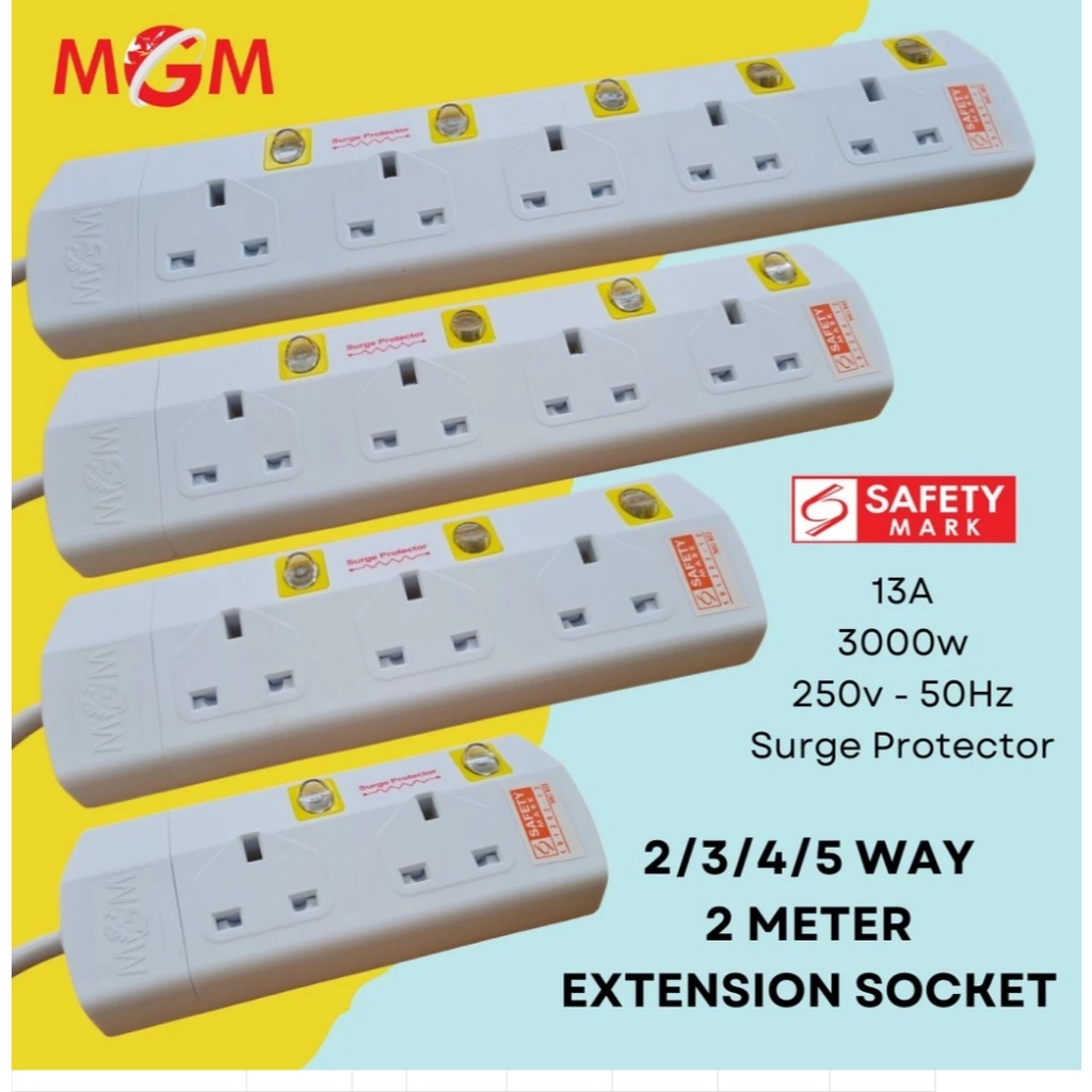Portable Electrical Switched Extension Socket Outlet with Surge ...