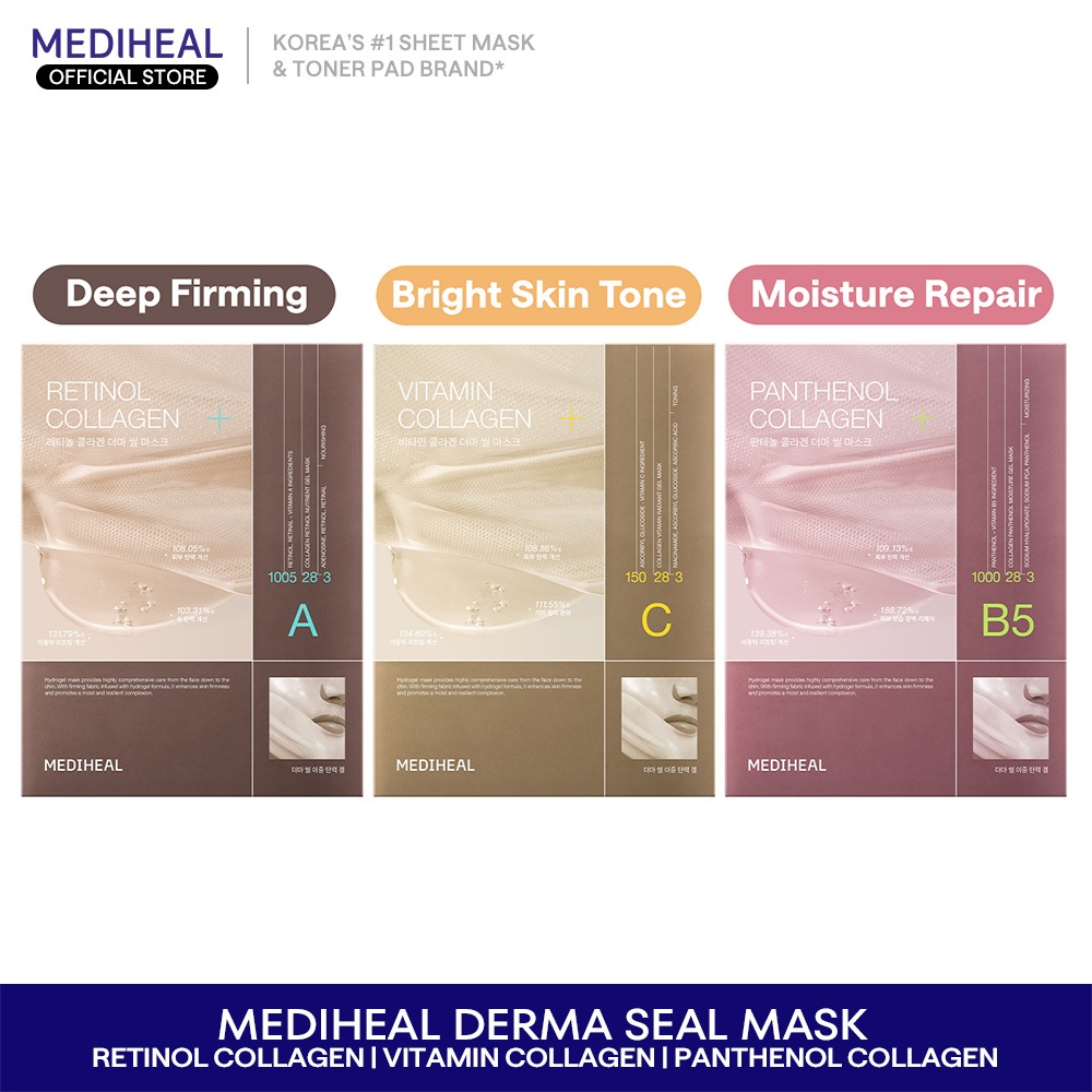 MEDIHEAL Derma Seal Collagen HydroGel Mask Box - 4 Sheets [ Panthenol ...