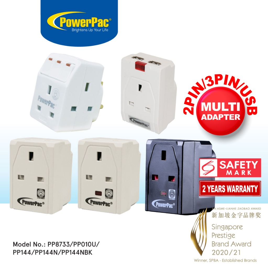 PowerPac 3Way Adapter with 2-Pin Direct, 3 Pin Adapter (PP144/PP144N ...