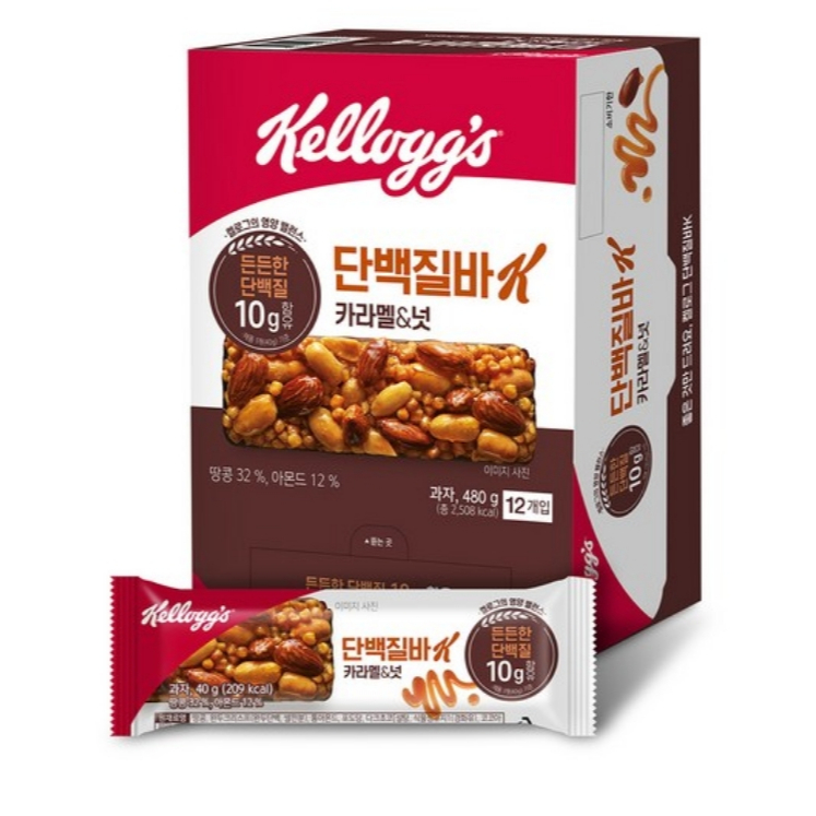 Korean Kellogg's Protein Bar K Caramel & Nut 12p 480g 1box | Shopee Malaysia