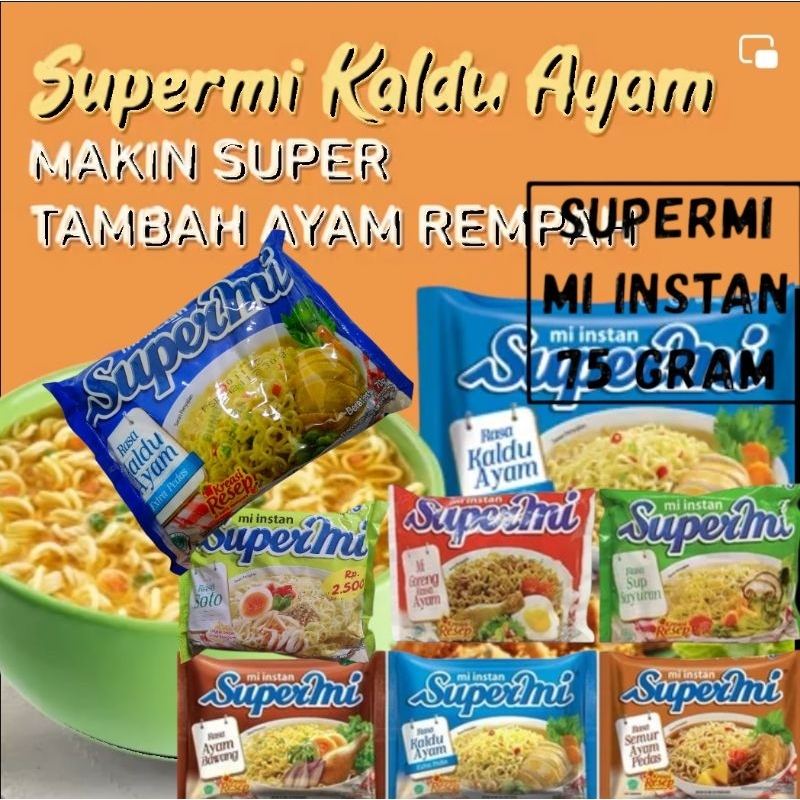 Supermi Mie Instan Kuah & Goreng Smua Varian Rasa Harga untuk 1bks ...