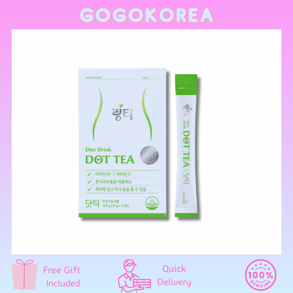 [LINGTEA] Dot Tea 1Box (Green Apple Flavor ) (14ea) LING TEA Square Bottle & Round Bottle 500ml ...