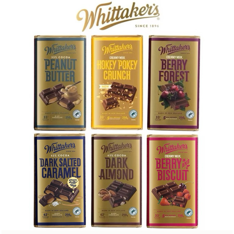 WHITTAKER’S Classic Chocolate Blocks/Bar 250g, 5 Roll Refined, Assorted ...