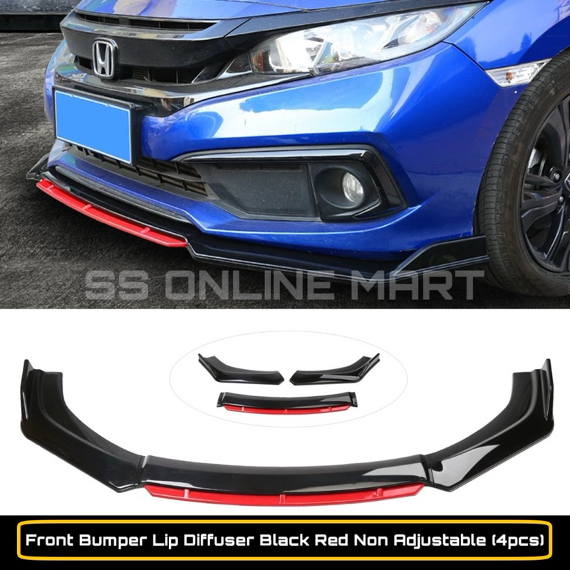 New Design Big Bumper Front Bumper Lip Diffuser Black Red Non ...