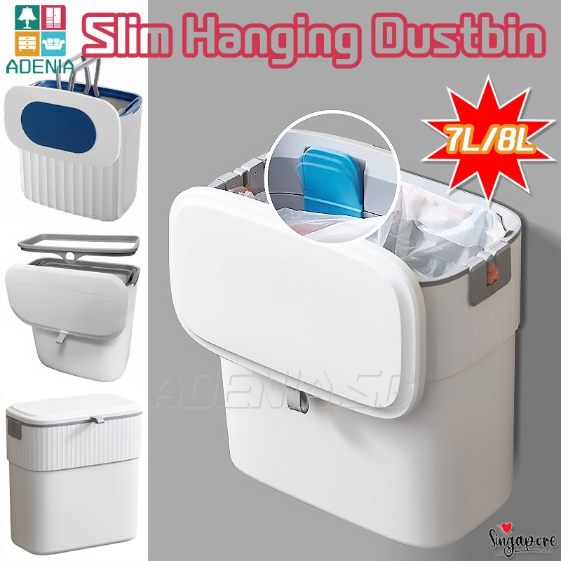 【SG】8L Toilet Bin Bathroom Kitchen Hanging Trash Bin Rubbish Bin Wall ...