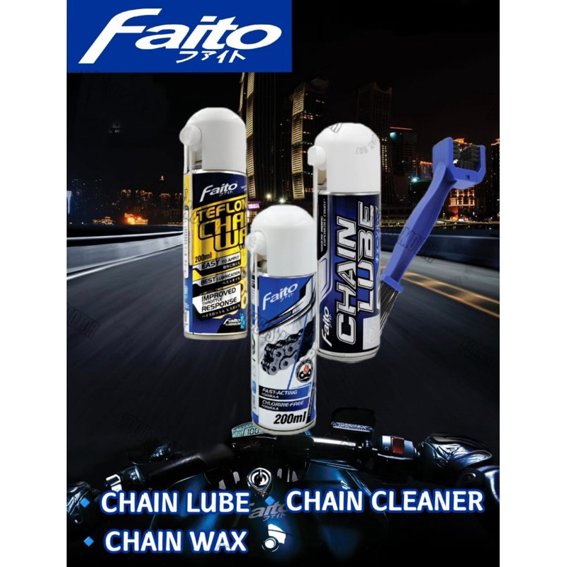100% Ori Faito Chain lube spray chain cleaner Chain wax 200ML Minyak rantai Minyak wax minyak ...