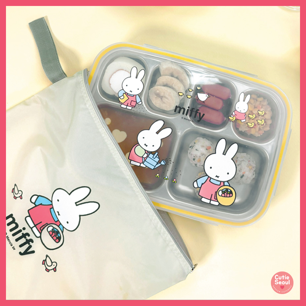 (MADE IN KOREA) [Miffy] Stainless Kids Lunch Box Set｜6 & 5 Compartments ...