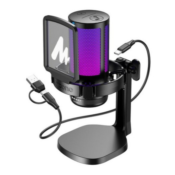 Maono One-Touch Noise-Canceling USB Condenser Gaming Microphone DGM20 – 4-Layer Noise Reduction ...