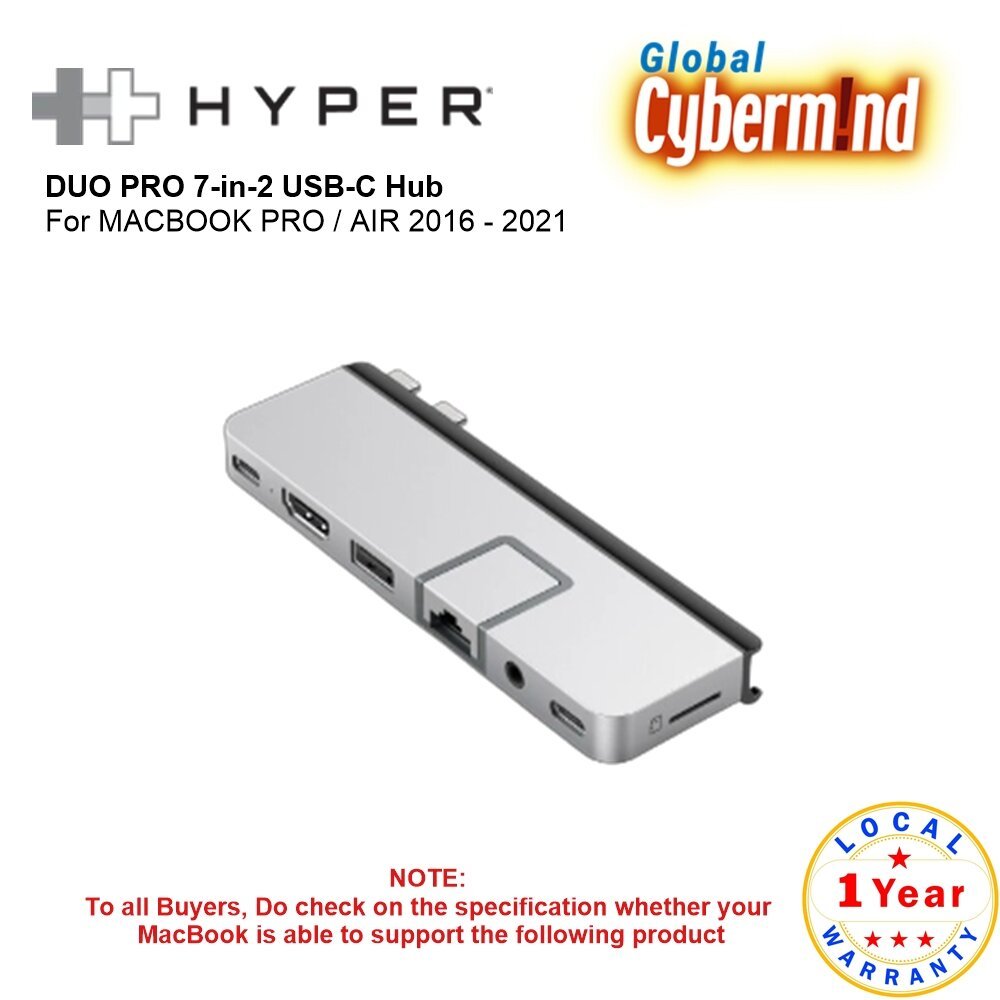 HyperDrive DUO PRO 7-in-2 USB-C Hub - 1 Year Local Warranty (Brought to ...