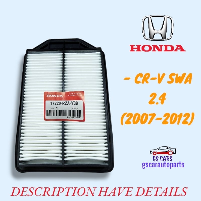 Honda engine air filter crv swa 2.4 2007-2012 made in japan / thailand ...
