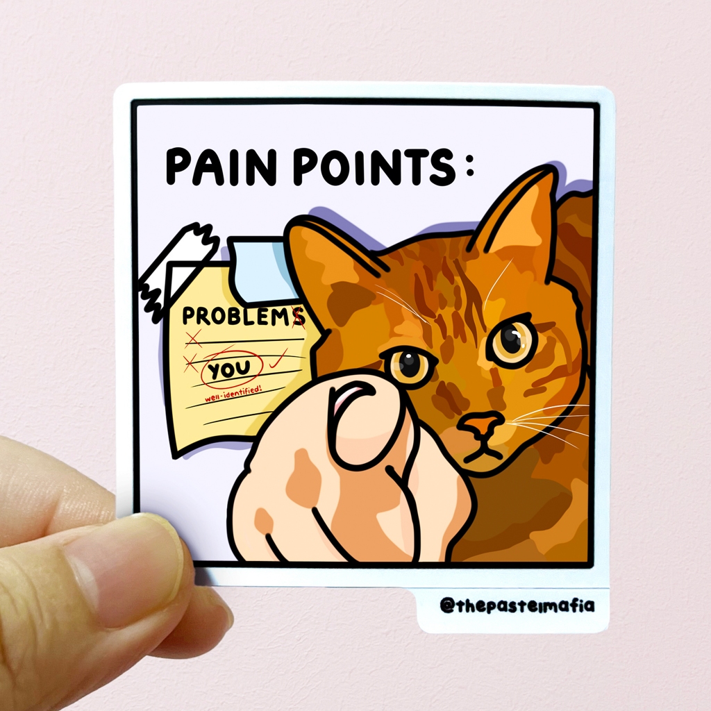(SG) "pain points" cat meme waterproof vinyl sticker | Shopee Malaysia