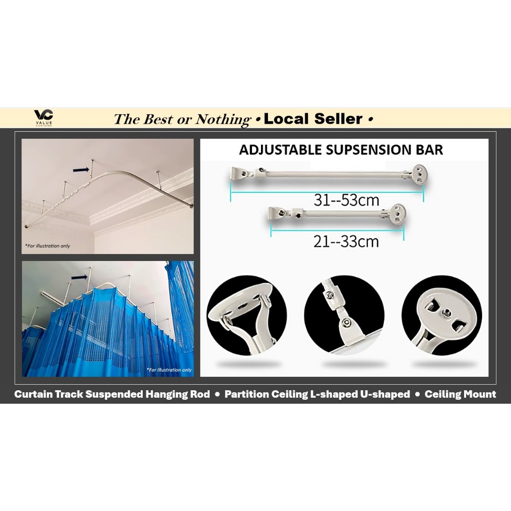 Curtain Track Suspended Hanging Rod/Bar, Partition Ceiling L-shaped U ...