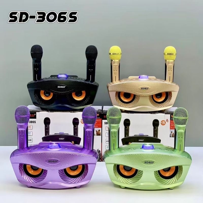 READY STOCK SDRD SD- 306S BLUETOOTH WIRELESS SPEAKER WITH 2 WIRELESS MICROPHONE RECHARGEABLE ...