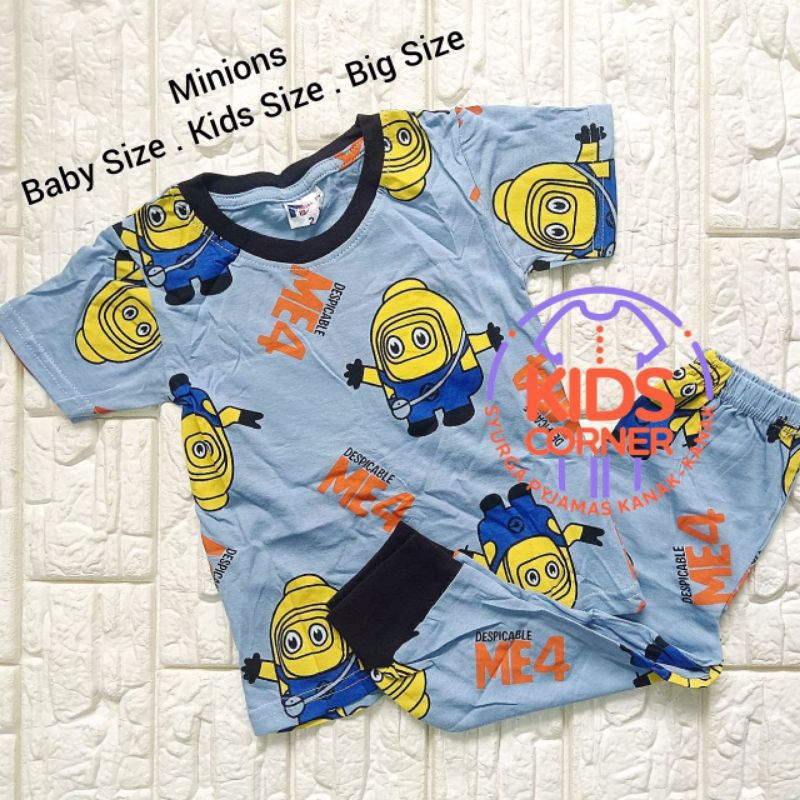 Pyjamas Minions Mysha Kids Big Baju Tidur Budak Boy Girl Unisex Short ...