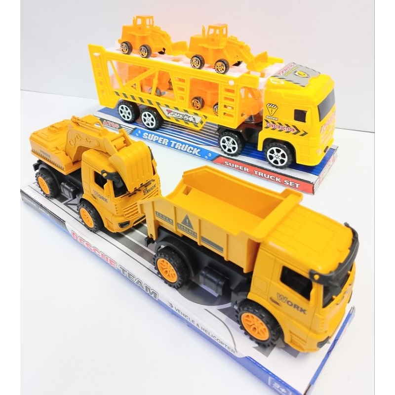 Transport Toy long carrier trailer set truck for boy kids Mainan Lori ...