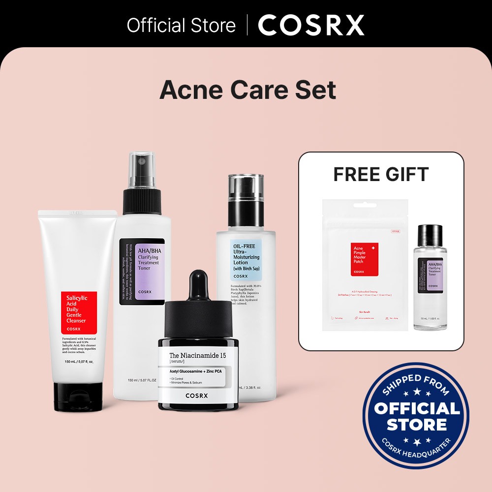 COSRX Acne Solution Set_ Salicylic acid cleanser, The Niacinamide 15 Serum 20ml, Acne Pimple ...