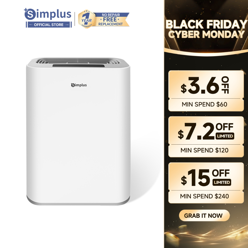 Simplus Dehumidifier 380ml/Day 2.5L Water Tank Dehumication Auto Shut ...