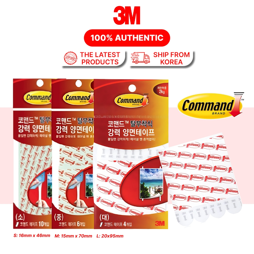 3M Command Strips Refill Small Medium Large Mounting Tape Double-Sided ...