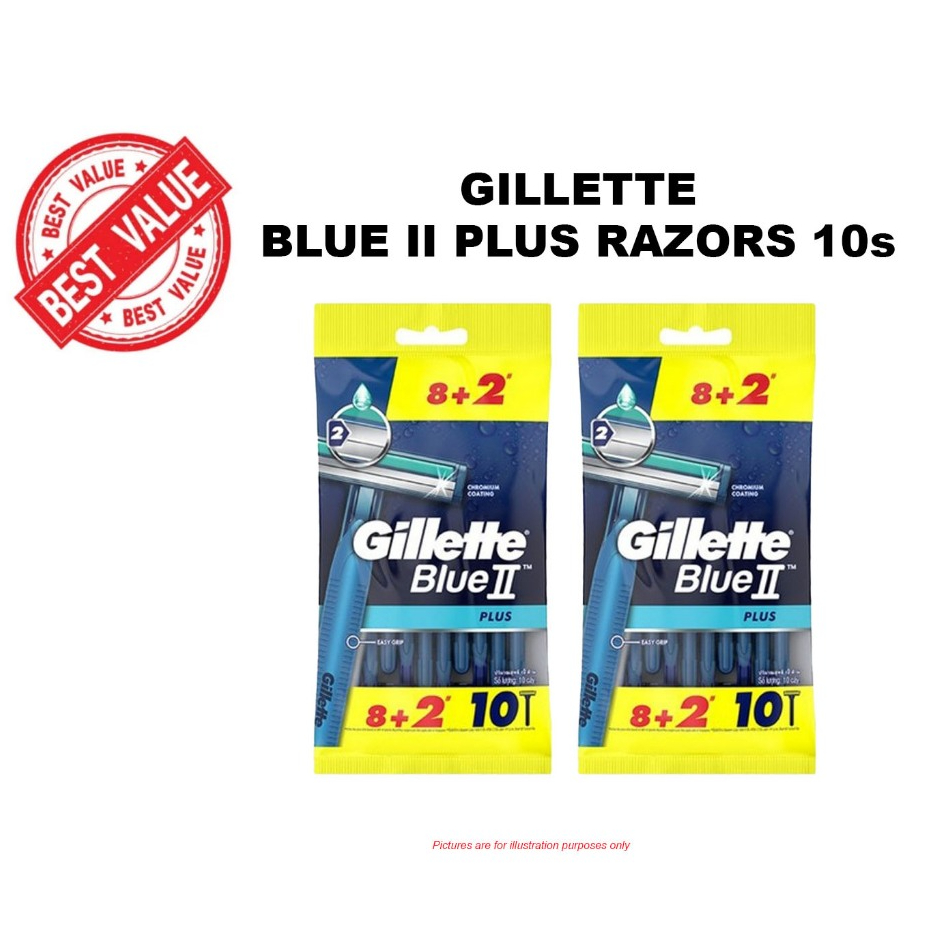 Gillette Disposable Blue II Plus Razors 8+2 | Shopee Malaysia