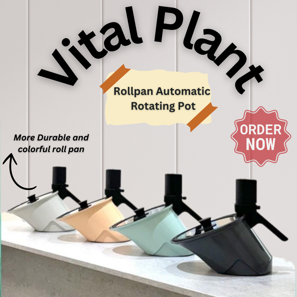 [VITAL PLANT] Rollpan Automatic Rotating Pot Milk Color | Shopee Malaysia
