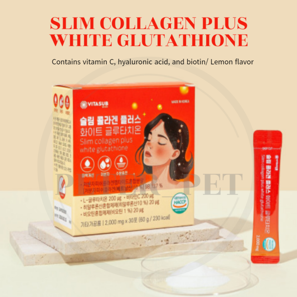 [Korea VITASUB] SLIM COLLAGEN PLUS WHITE Glutathione Small Molecule Collagen Vitamin C Biotin 2g ...