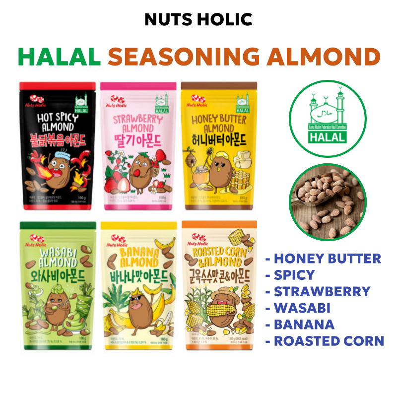 [HALAL FOOD]NUTS HOLIC Honey Butter Seasoning Almond 30g/180g - Badam, Korean Snack | Shopee ...