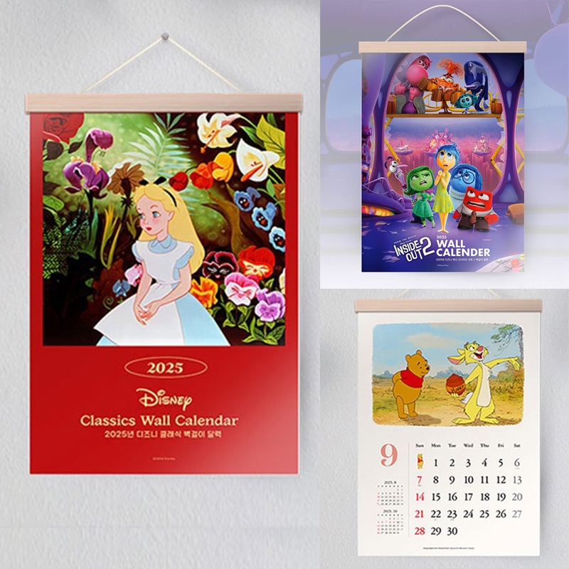 Disney 2025 A3 Wall Calendar Winnie the Pooh Alice Korean Inside Out ...