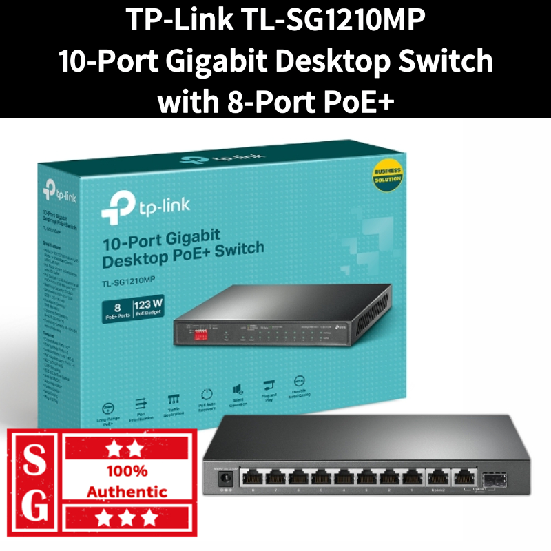 TP-LINK TL-SG1210MP 10-Port Gigabit Desktop Switch with 8-Port PoE+ 10 ...