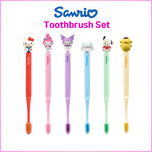 Sanrio Characters Figure Toothbrush Set/ Hello Kitty/ My Melody/ Kuromi ...