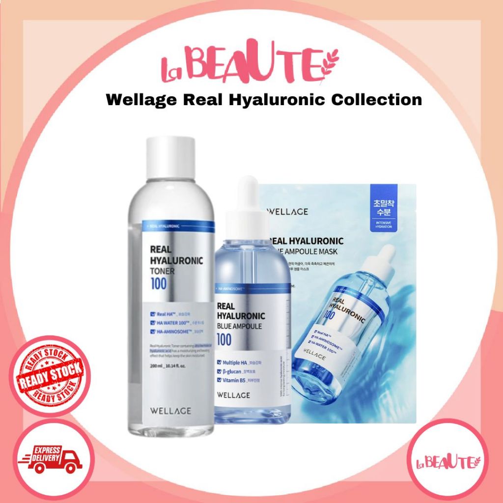 Wellage Real Hyaluronic Blue 100 Ampoule 60ml - Multiple HA, β-Glucan ...